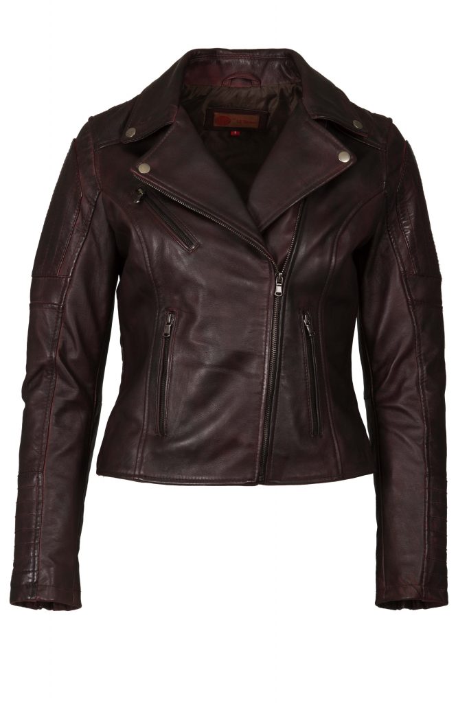 Women Real Leather Lamb Nappa Biker Jacket Pepsi - Helium Leather